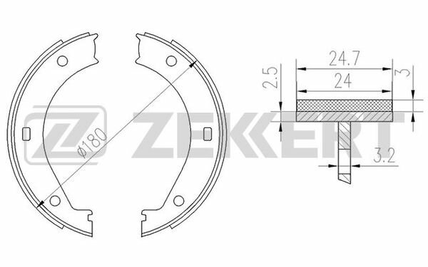 Колодки тормозные BMW 3 (E36) 92-, 5 (E28, E34) 81-, 7 (E23, E32, E38) задние барабанные (GS8217) Zekke