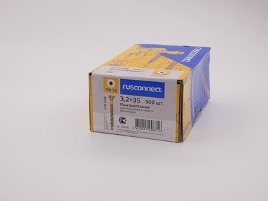 Саморез (шуруп) для пола и паркета Rusconnect 3,2х35 мм, жёлтый цинк (500 шт.)