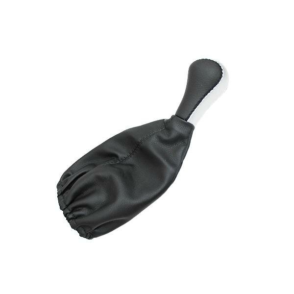 Ручка КПП ВАЗ-2108-09 кожа иск. с чехлом черная с серебрянной вставкой SKYWAY