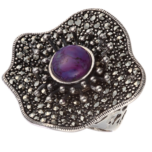 Кольцо, серебро, 925 проба, родолит