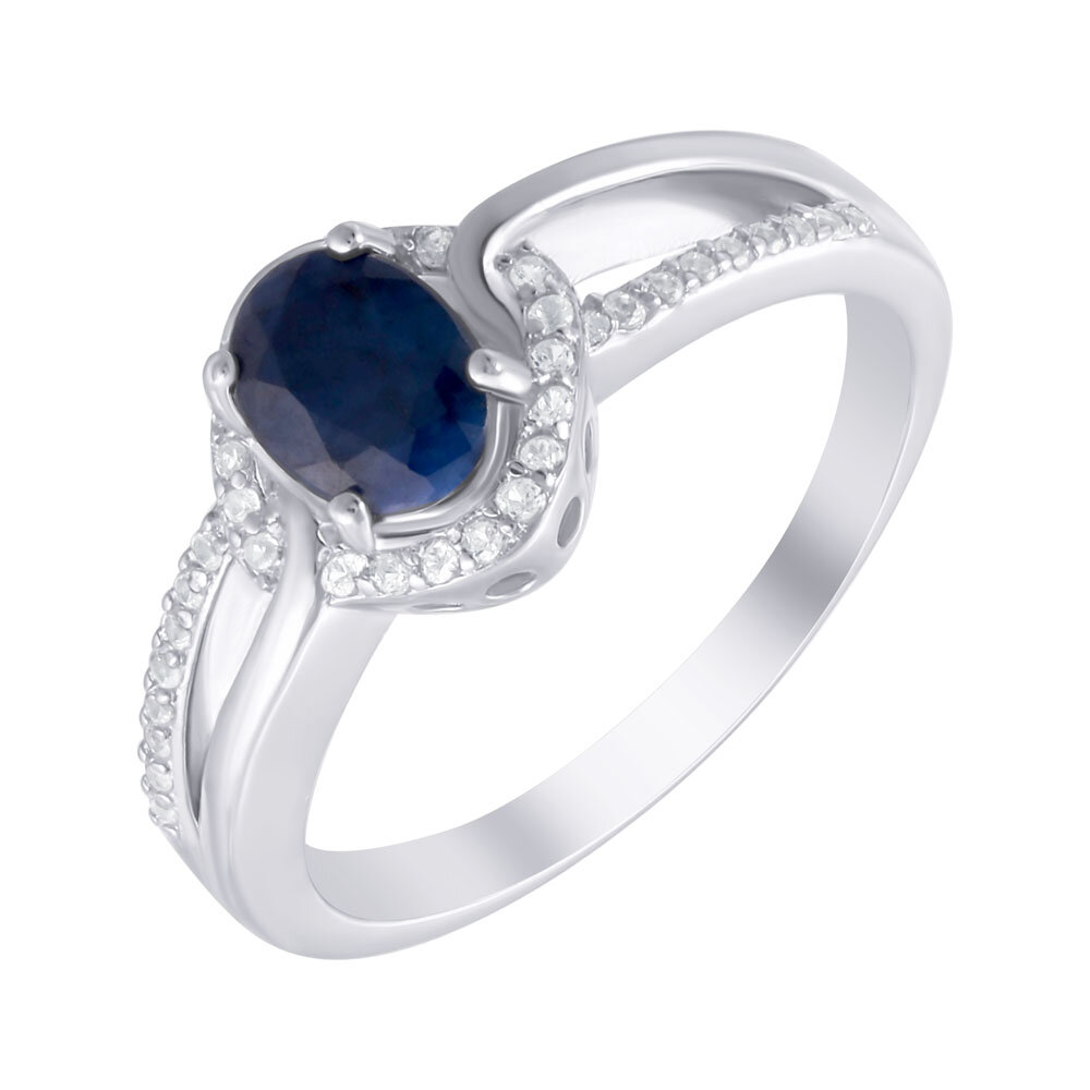 Кольцо, серебро, 925 проба, корунд, топаз