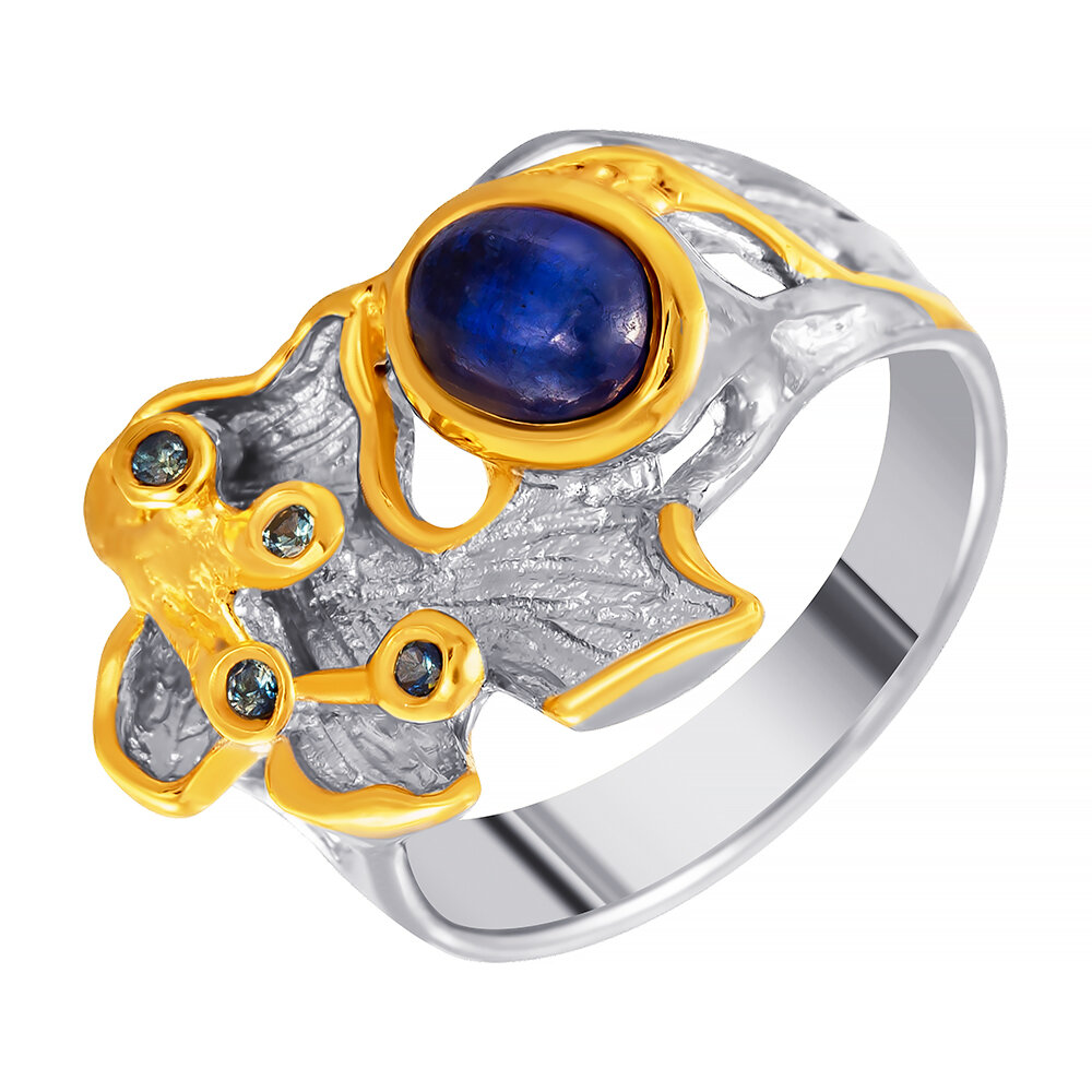 Кольцо ELEMENT47, серебро, 925 проба, сапфир синтетический, корунд