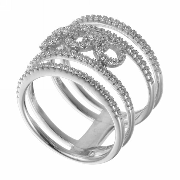 Кольцо, серебро, 925 проба, фианит