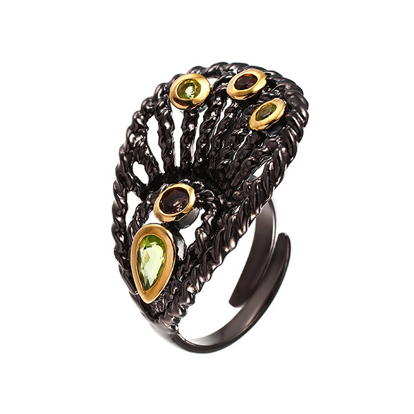 Кольцо, серебро, 925 проба, перидотит