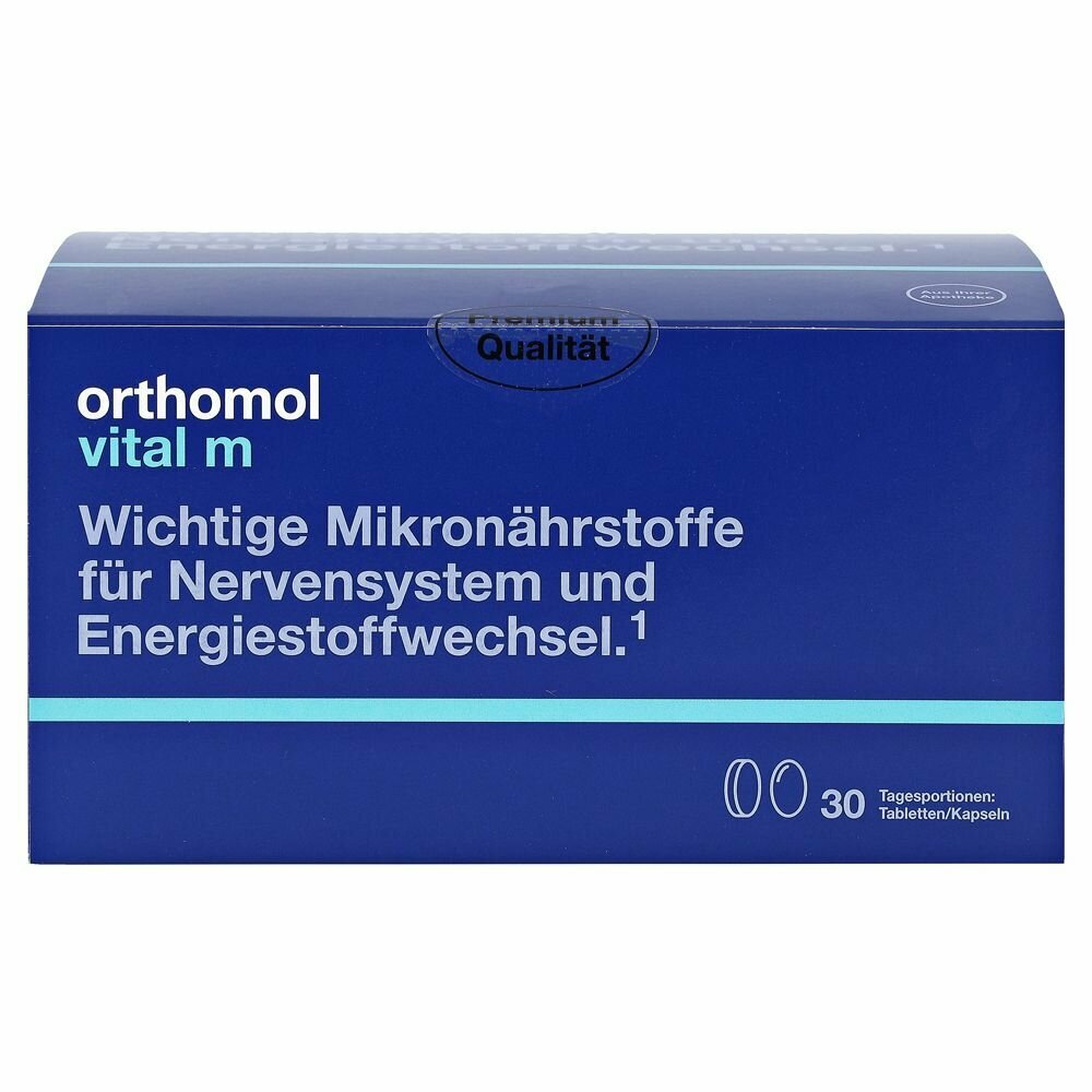 Orthomol Vital M - Ортомол Витал М (Германия) Таблетки + Капсулы (курс 30 дней) / Витамины для мужчин от стресса, усталости и истощения