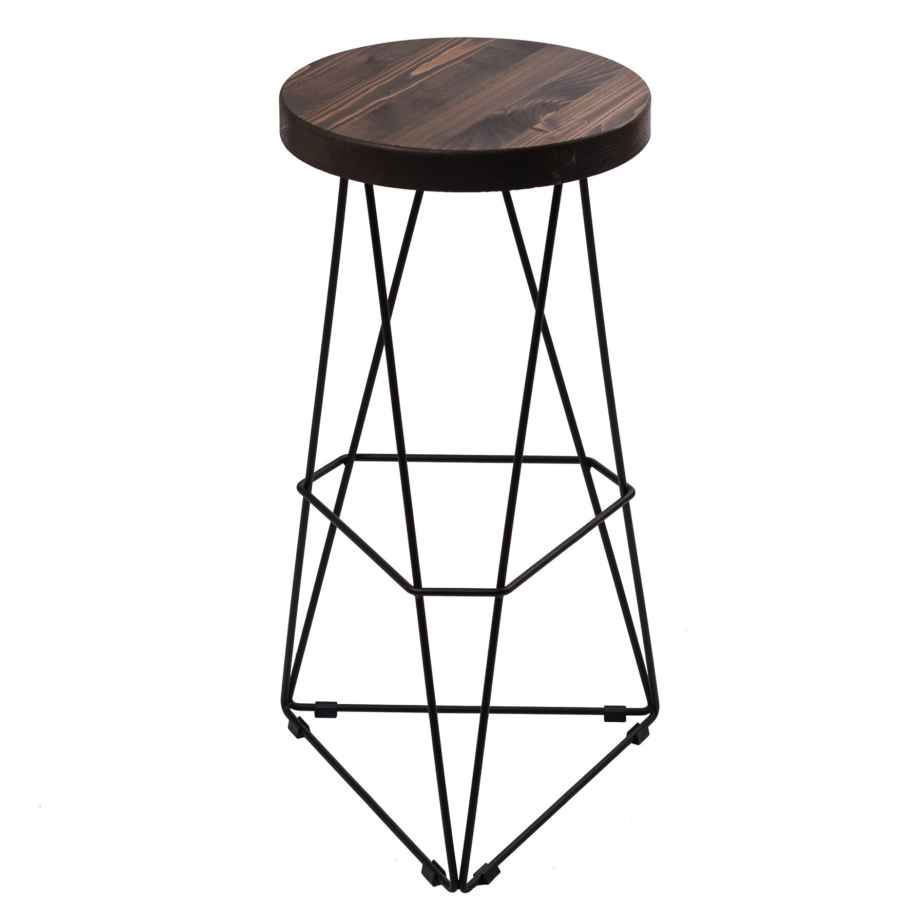 Барный стул ilwi MBL-W-SL-T-3-W/1/2 для кухни высокий из металла с деревянным сиденьем толщиной 40 мм в стиле лофт, подарок на день рождения