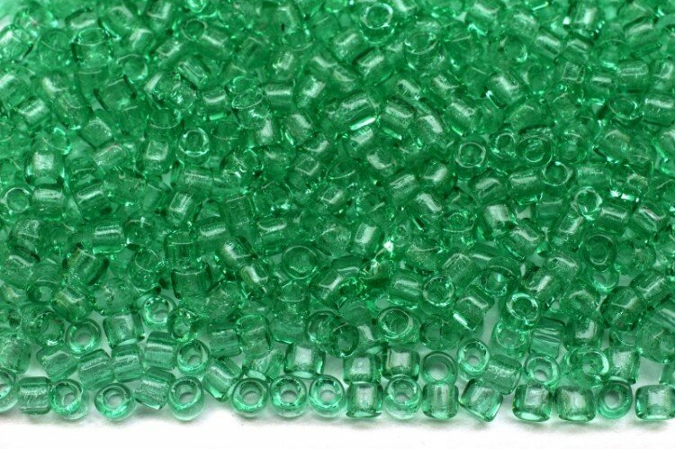 Бисер чешский Matubo цилиндр 10/0 50720 изумрудный прозрачный, 5 грамм
