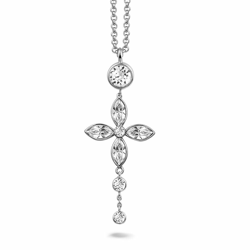 Колье, серебро, 925 проба, родирование, кристаллы Swarovski