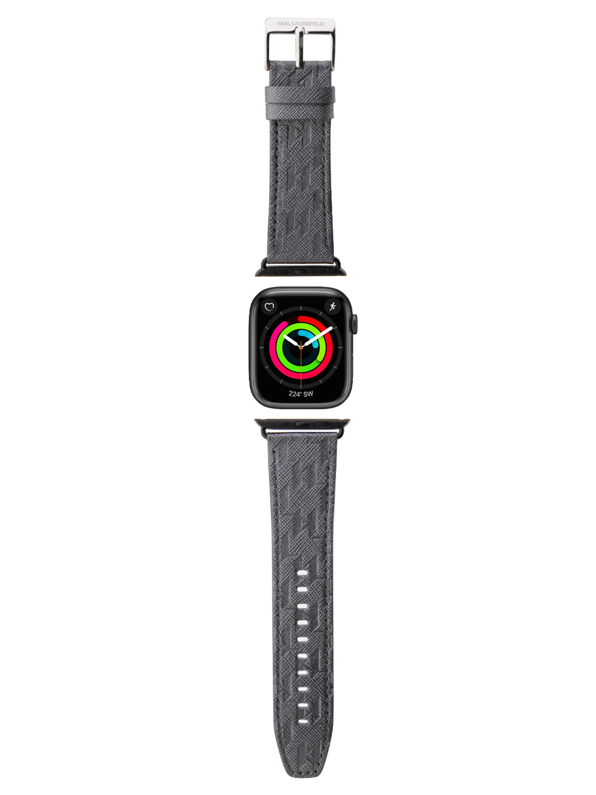 Lagerfeld для Apple Watch 40/41/42 мм ремешок PU Saffiano Monogram Silver