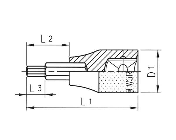 Бита-головка торцевая WURTH 6гр.1/2" SW12