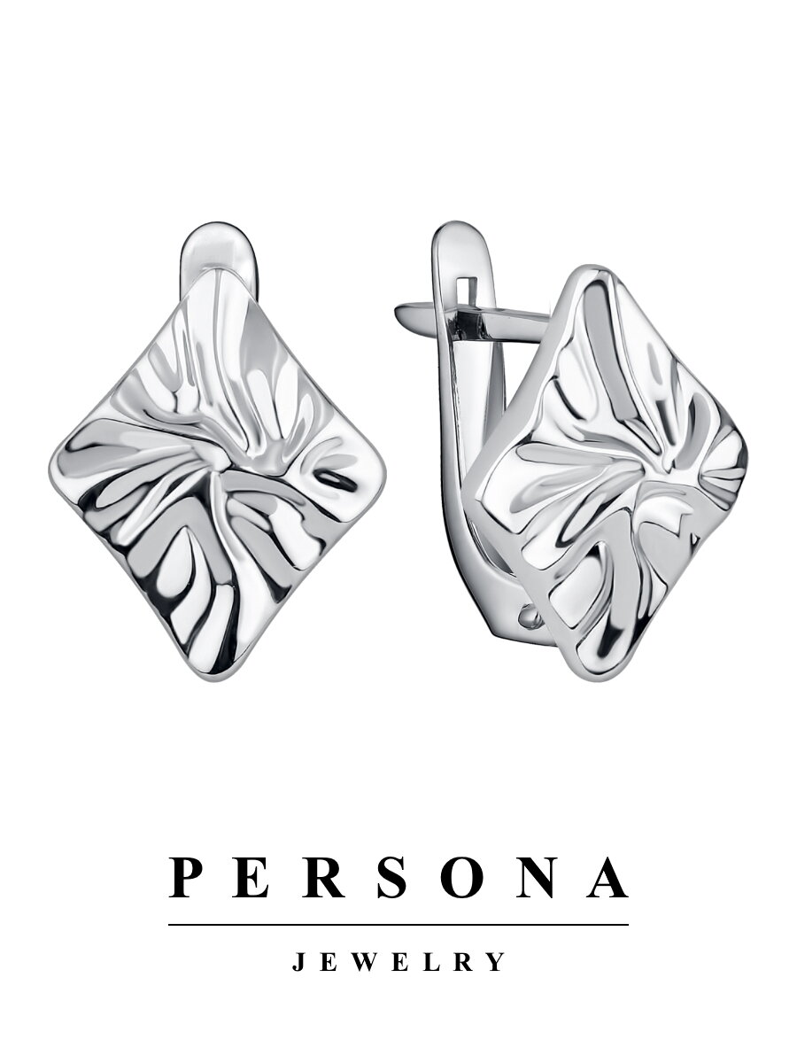 Серьги, серебро, 925 проба, родирование