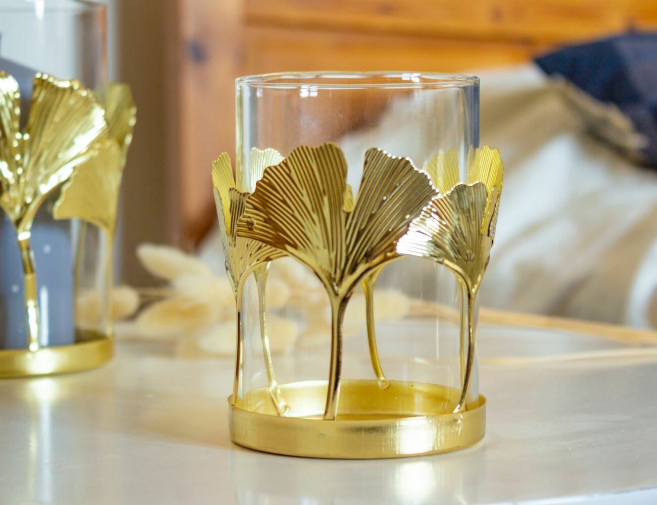 Подсвечник гинкго-очарование (медиум), стекло, металл, 11 см, Koopman International AAE322900