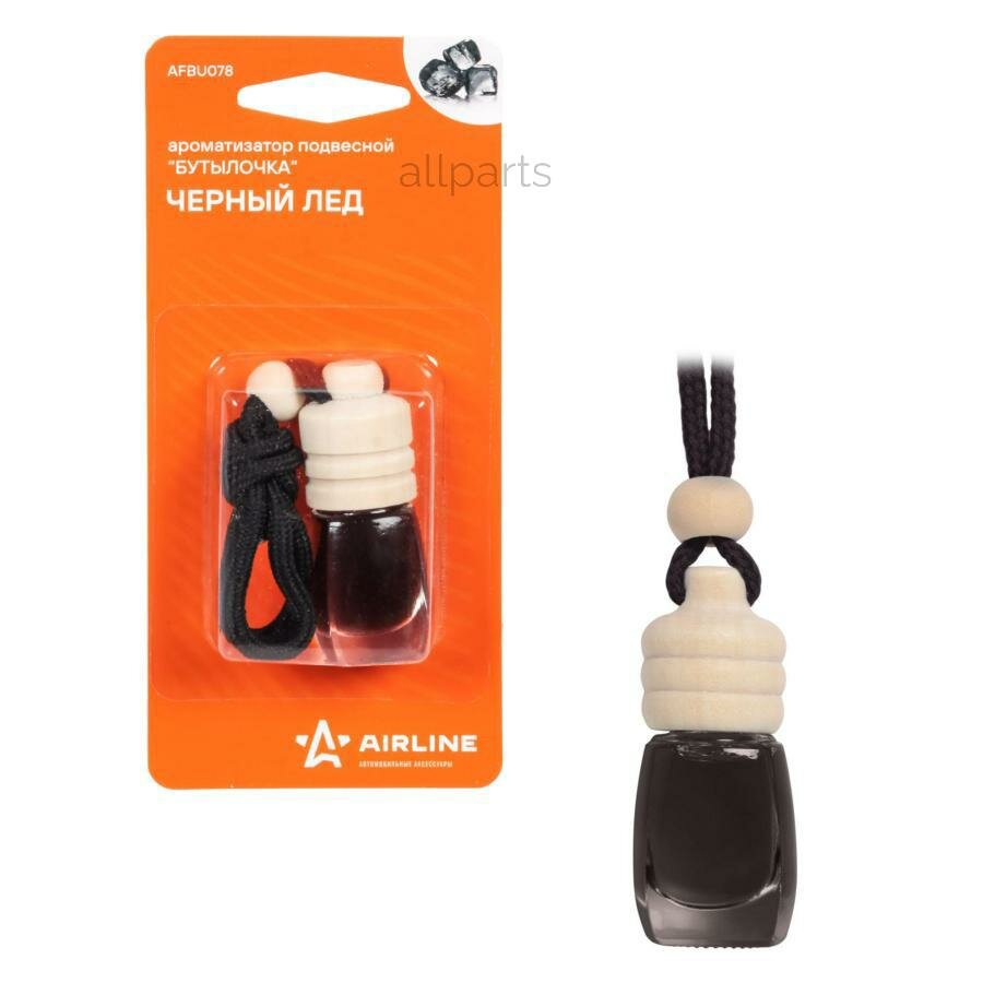 AIRLINE AFBU078 Ароматизатор подвесной "Бутылочка" черный лед