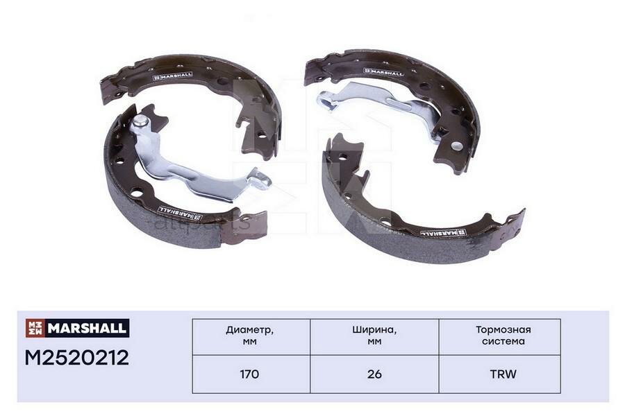 MARSHALL M2520212 Торм. колодки барабанные (стоян. тормоз) задн. Chevrolet Lacetti (J200) 03-, Opel Astra F 91- (M2520