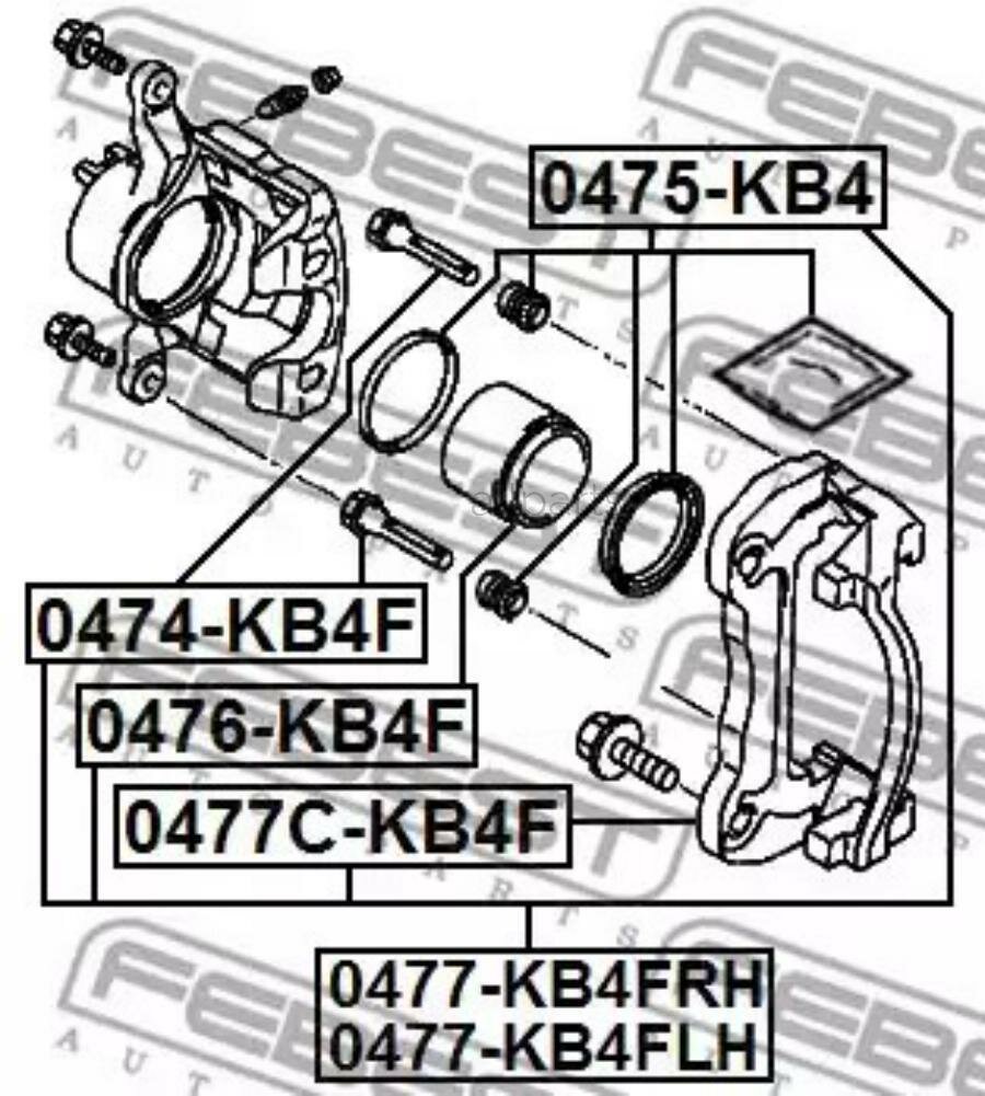 FEBEST 0474-KB4F втулка направляющая суппорта тормозного переднего (NISSAN PATHFINDER R51M 2005-) FEBEST