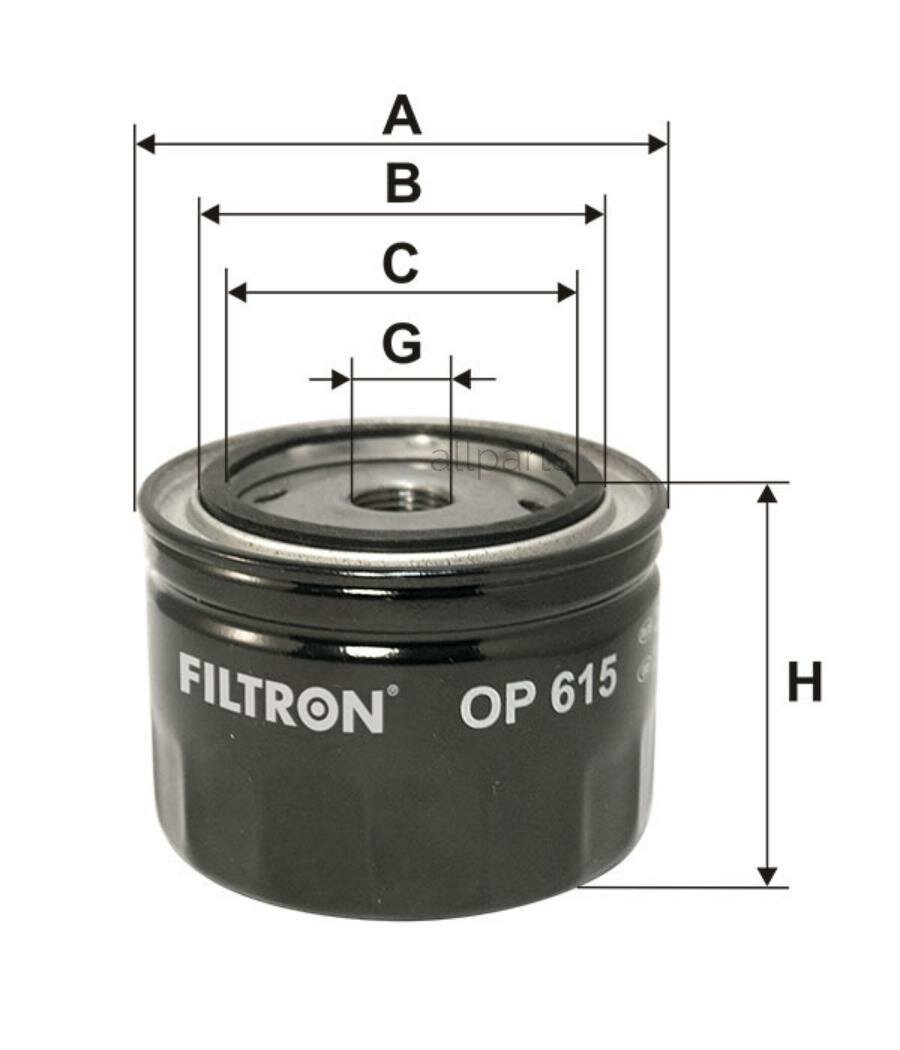 FILTRON OP615 Фильтр масляный Opel Monza A, Omega A, Senator A, Senator B Rover FILTRON OP615
