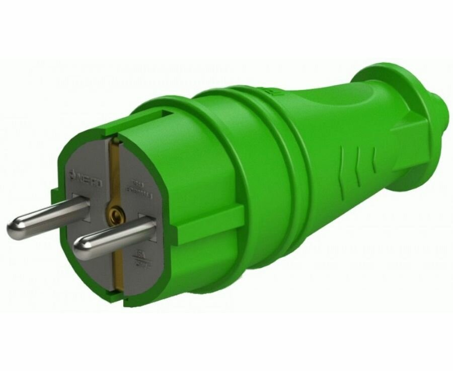 NE-AD вилка прямая каучук 2P+PE 1х16А 220-240v IP44 зеленый 4501 (Турция)