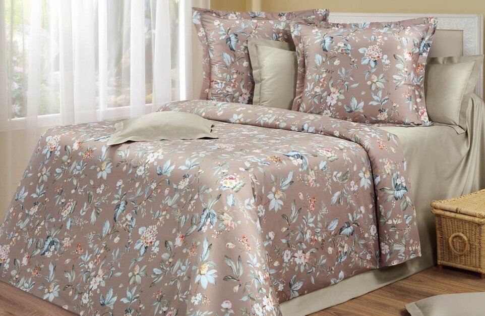 Постельное белье евро, мако сатин, комплект с наволочками 50x70, Diana (300ТС Premiata) диана -2024