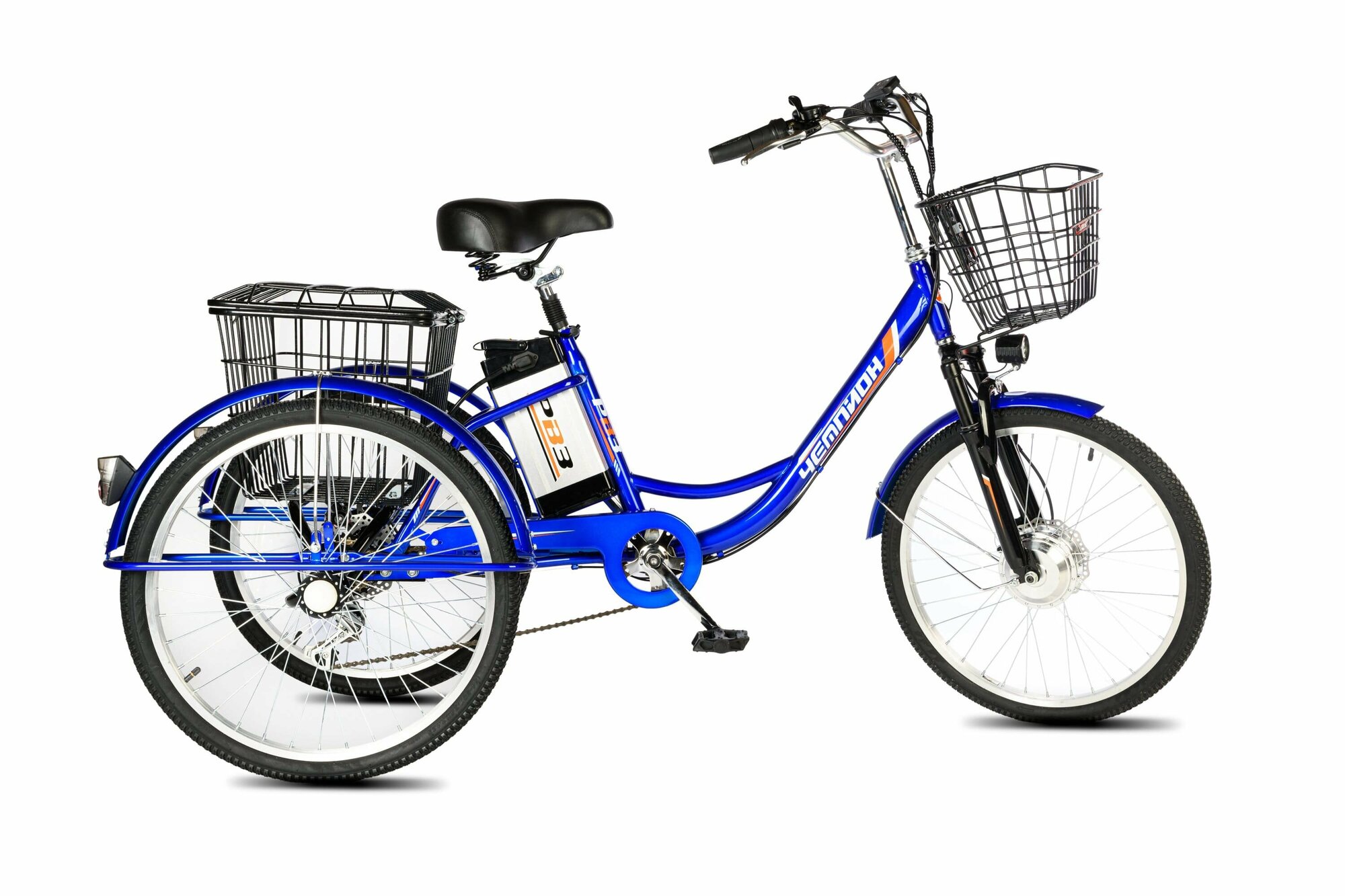 Трехколесный электровелосипед для взрослых Чемпион 24" Синий (требует финальной сборки)