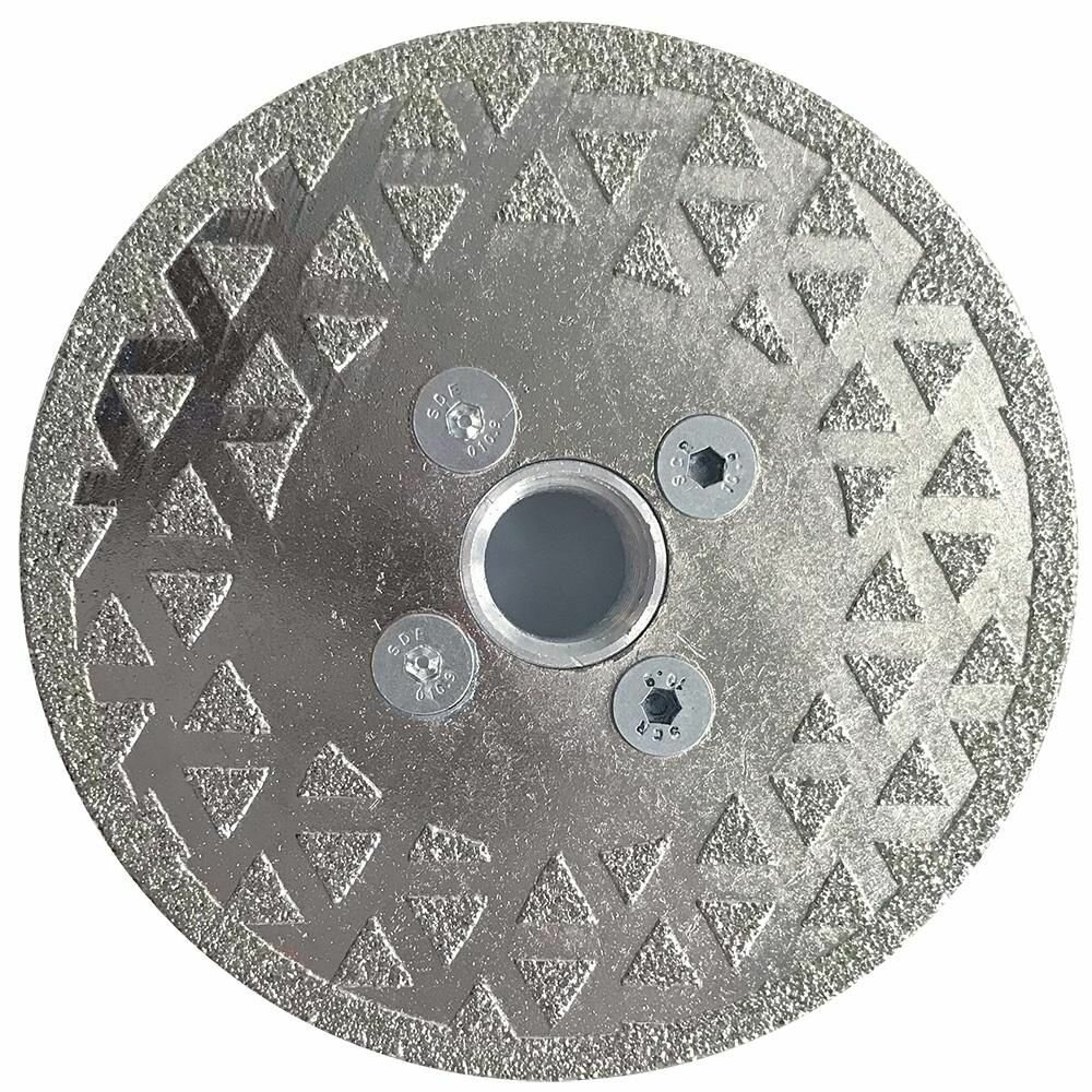 Диск для резки и шлифовки мрамора KING с фланцем М14 (гальванический с боковыми сегментами, двусторонний) 80 мм