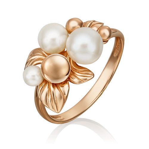 Кольцо, красное золото, 585 проба, жемчуг