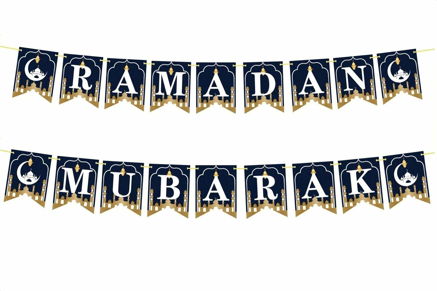 Гирлянда - растяжка - флажки "RAMADAN MUBARAK" / Благословенный Рамадан