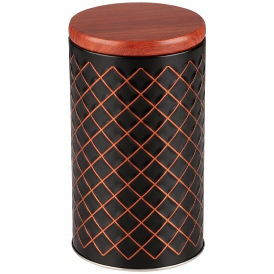 Банка Mallony жестяная для сыпучих продуктов CLASSICO NERO 10,5х18,5 см, круглая, с крышкой