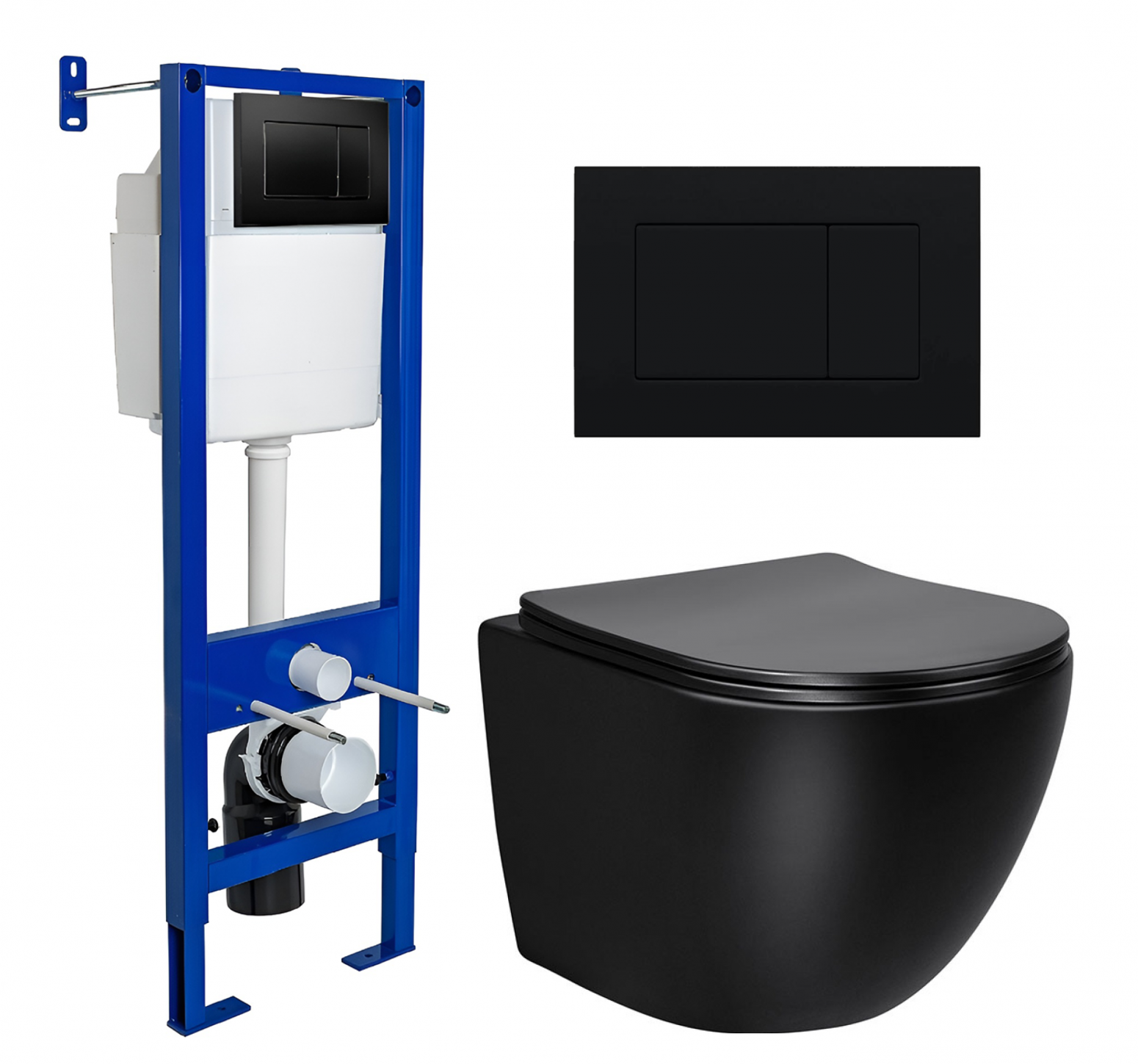 Комплект 3 в 1 инсталляция Berges Wasserhaus Atom 410 + Унитаз Vincea Globo VT1-14SMB + кнопка черная