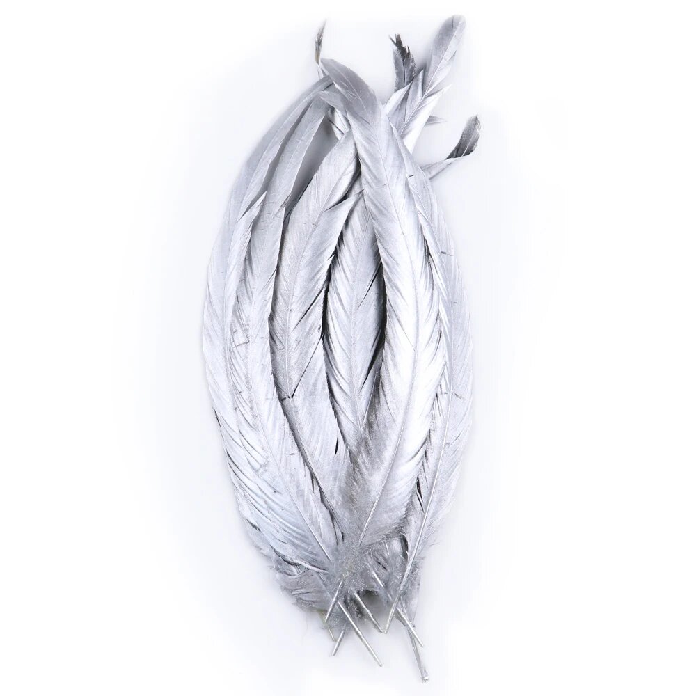 Куриное перо золотое/серебряное для рукоделия 25-40 см