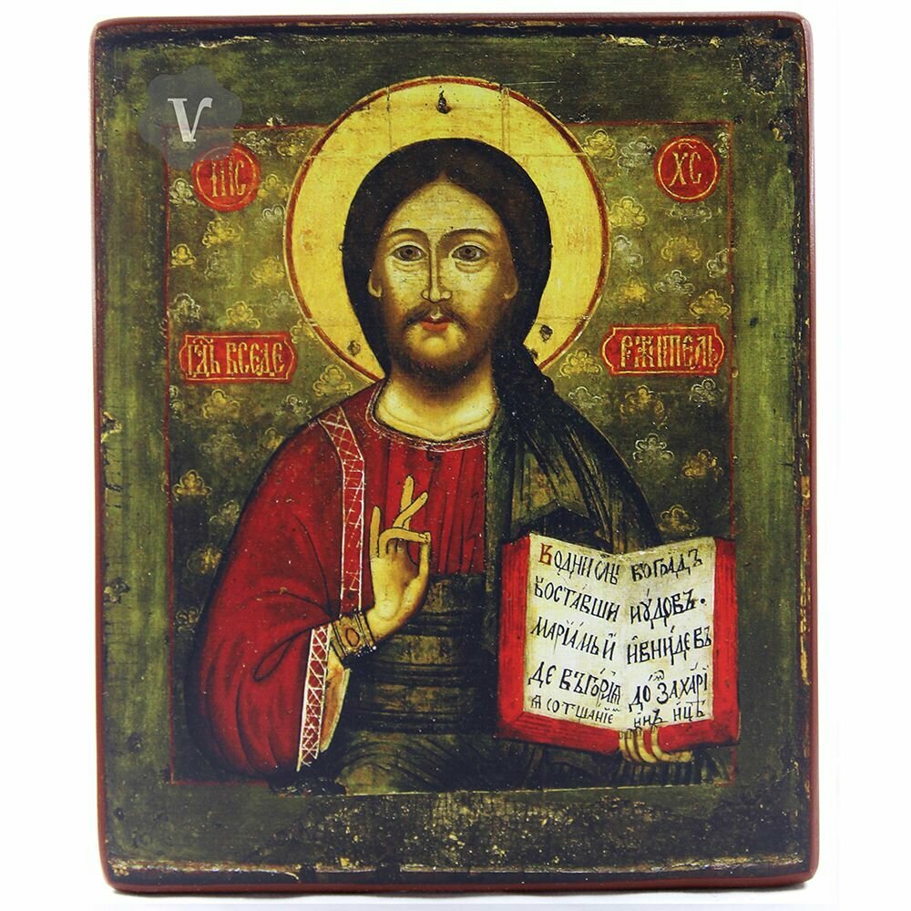Икона Господь Вседержитель, деревянная иконная доска, левкас, ручная работа