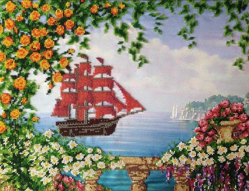 Набор для вышивания FeDi #КВ622 Алые Паруса, Вышивка бисером, 43.5 х 33.5 см