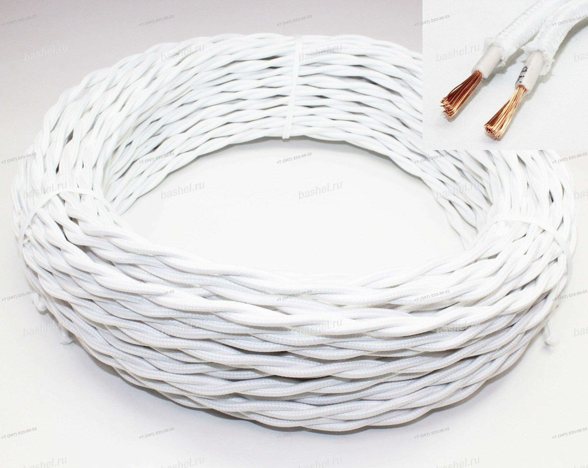Ретро-провод монтажный витой ПВХ 2х2,5 мм, белый, МезонинЪ
