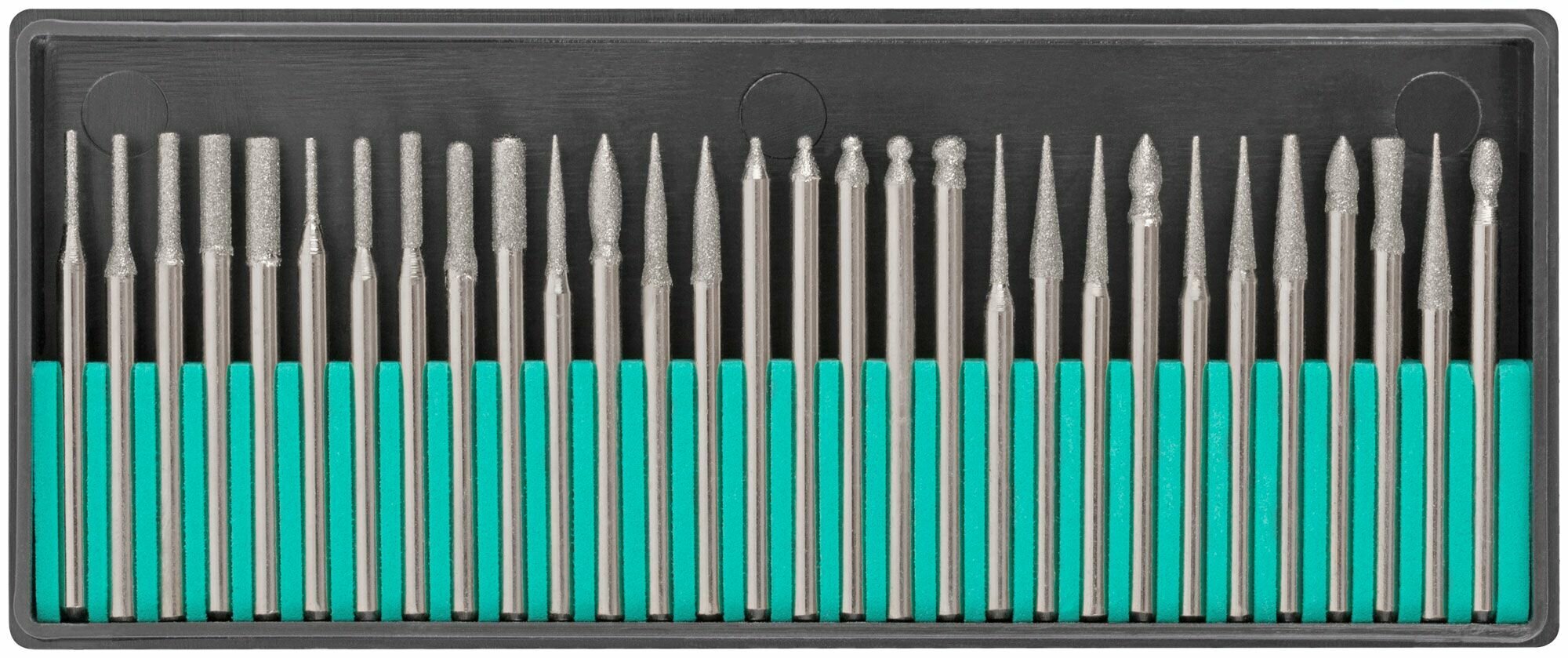 Шарошки, усиленная сталь с алмазным напылением, штифт диам. 3 мм, 30 шт.