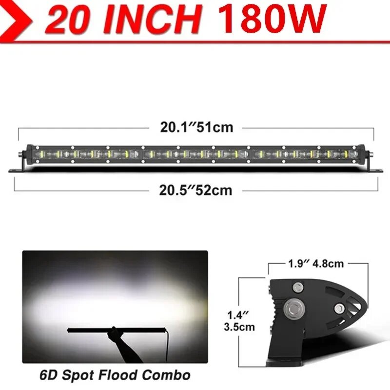 180W 20" 6D LED Бар для внедорожника, грузовика