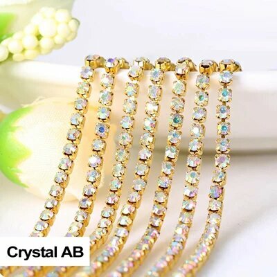 Стразовые цепочки Crystal AB SS6(2.0mm), 3 ярда