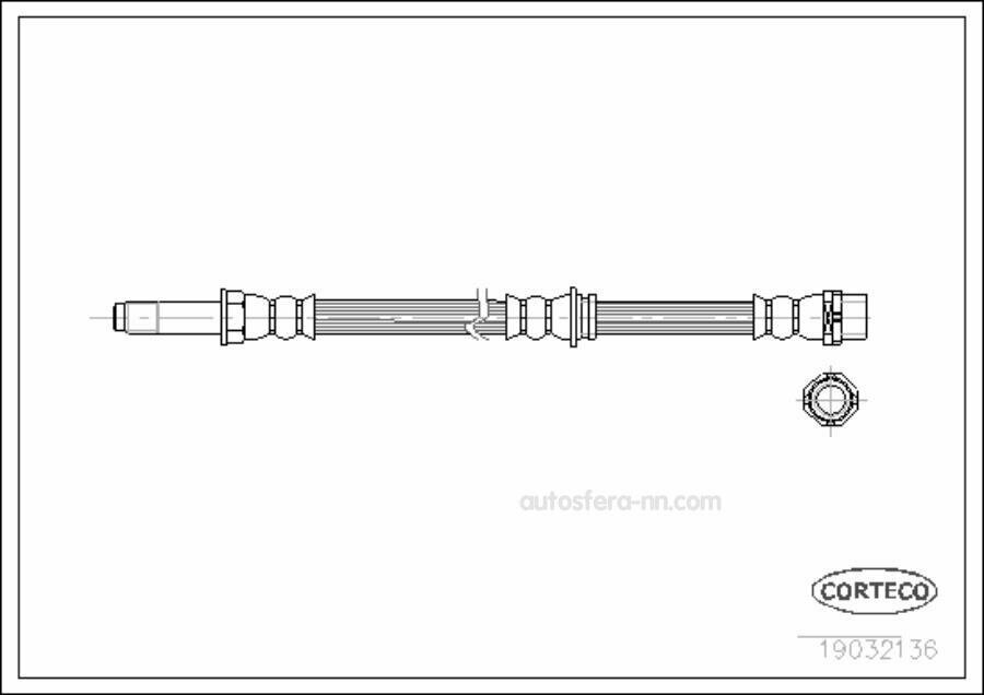 CORTECO 19032136 Тормозной шланг задний (502mm)