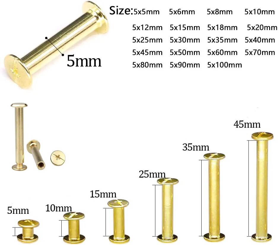 Медные винты Chicago 5-100 мм 5x60mm 5pcs