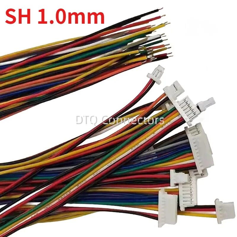 Соединители для кабелей SH1.0 JST 2/3/4/5/6/7/8/9/10/11/12 pin 10P (10Pcs), Same direction, 20cm