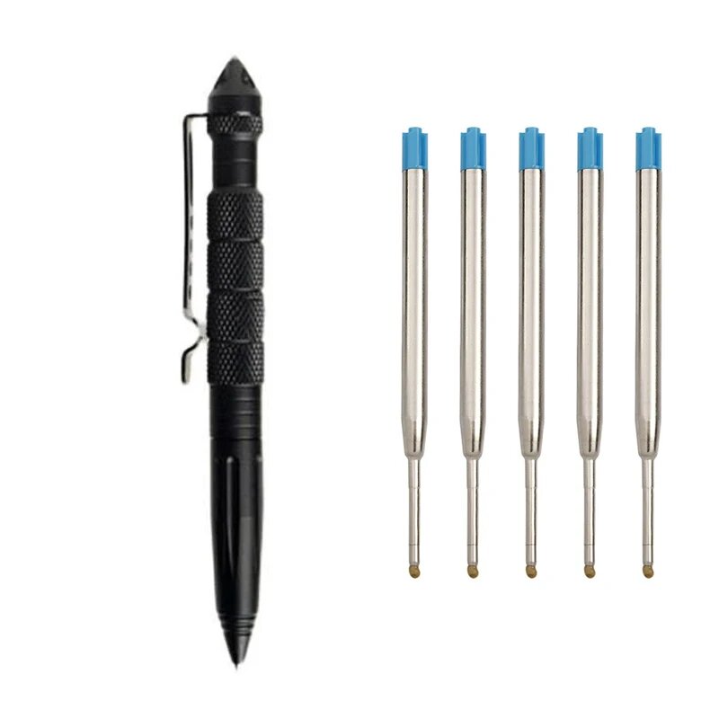 Металлические тактические шариковые ручки Black with 5 Refills
