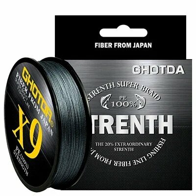 GHOTDA плетеный шнур для морской рыбалки 100м Черный, 1.0, X9 Dark Gray