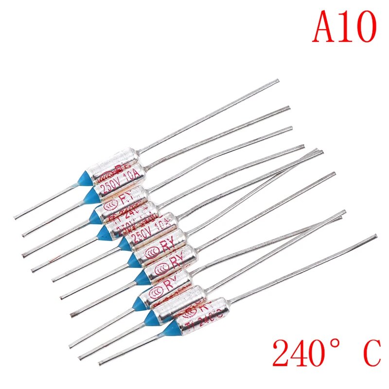 JETTING Термопредохранители 10 шт 95°C/133°C/145°C/157°C/172°C/184°C/192°C/200°C/216°C/240°C A10