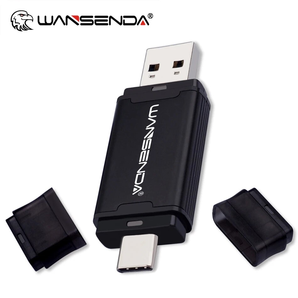 WANSENDA Type C USB Flash Drive 128 ГБ 64 ГБ, Black