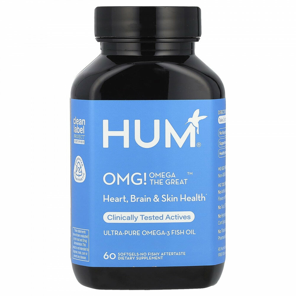 HUM Nutrition, OMG! Omega The Great™, сверхчистый рыбий жир с омега-3, 60 мягких таблеток