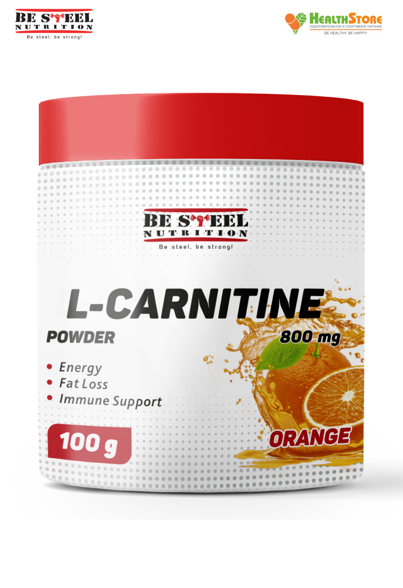 Л-карнитин тартрат для похудения, L-Carnitine 100г (апельсин), жиросжигатель спортивный
