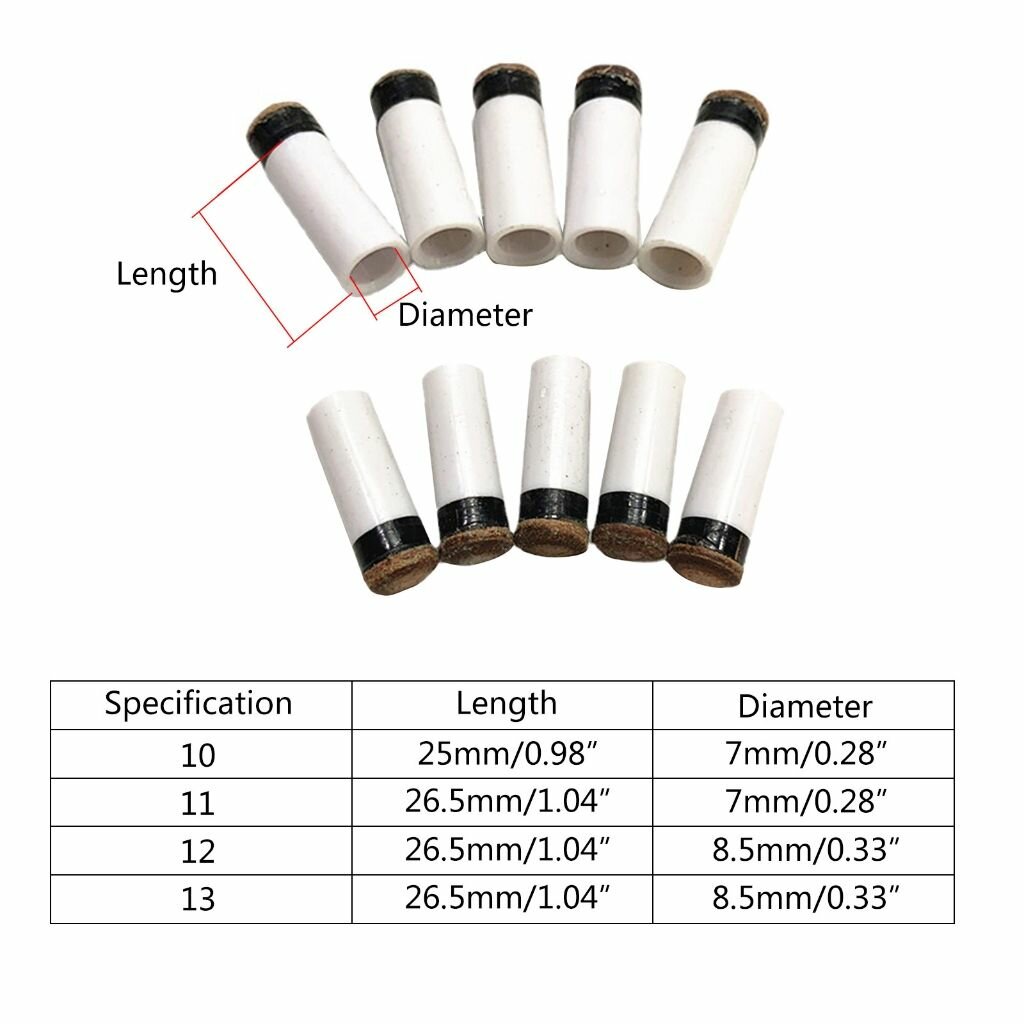 Сменные спиральные насадки для кия, 10 шт, набор насадок для бильярдного кия