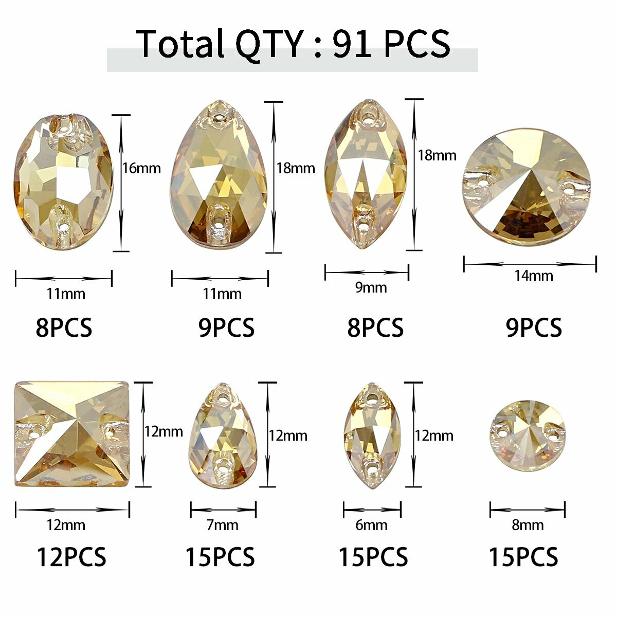 Стразы Кристал К5 АБ смешанный размер Golden Shadow 140