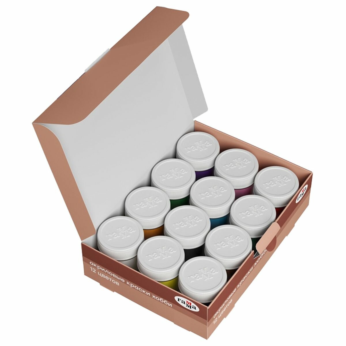 Краски акриловые 12 цветов Гамма "Хобби", по 20мл, декоративные (3012198), 8 уп.