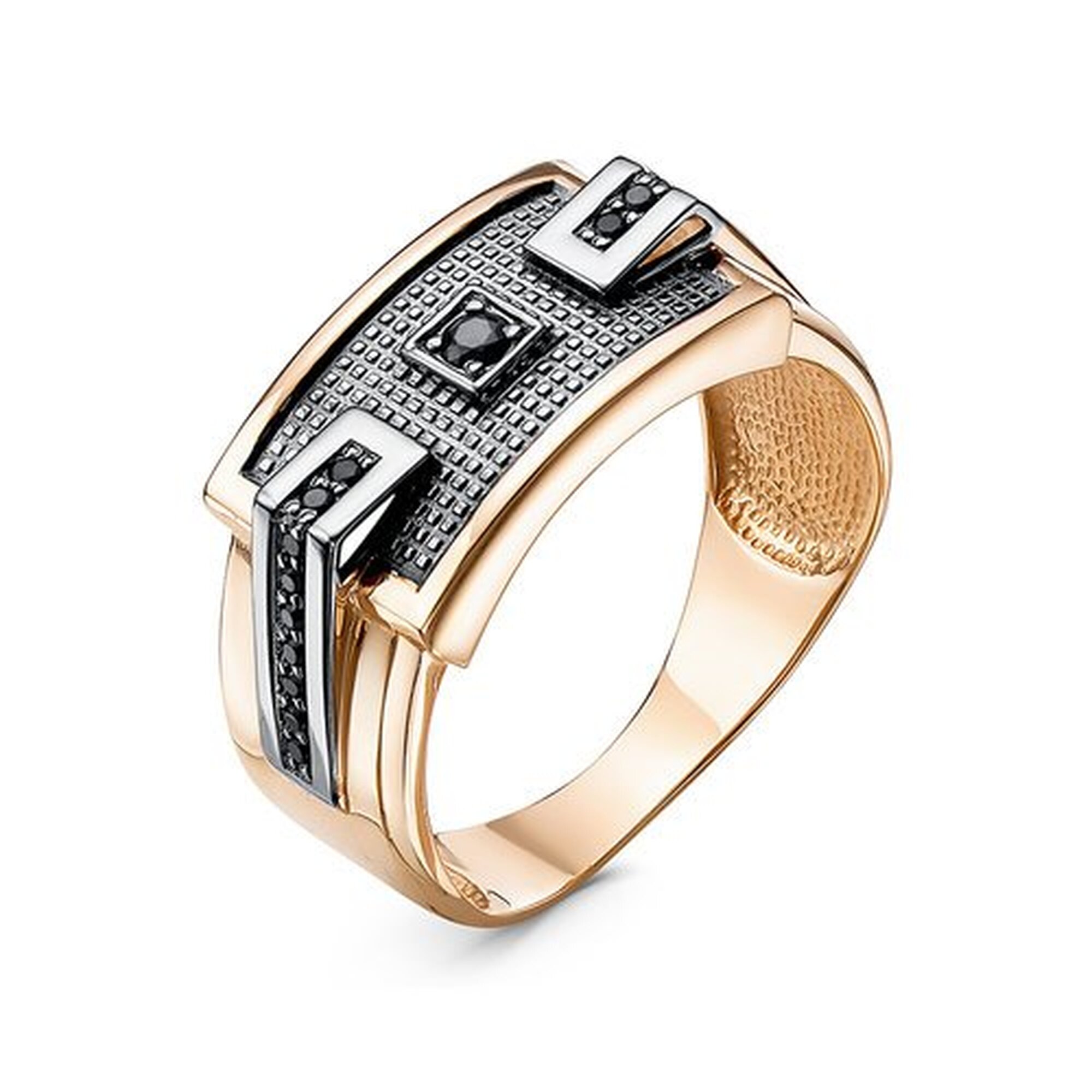 Печатка, красное золото, 585 проба, фианит