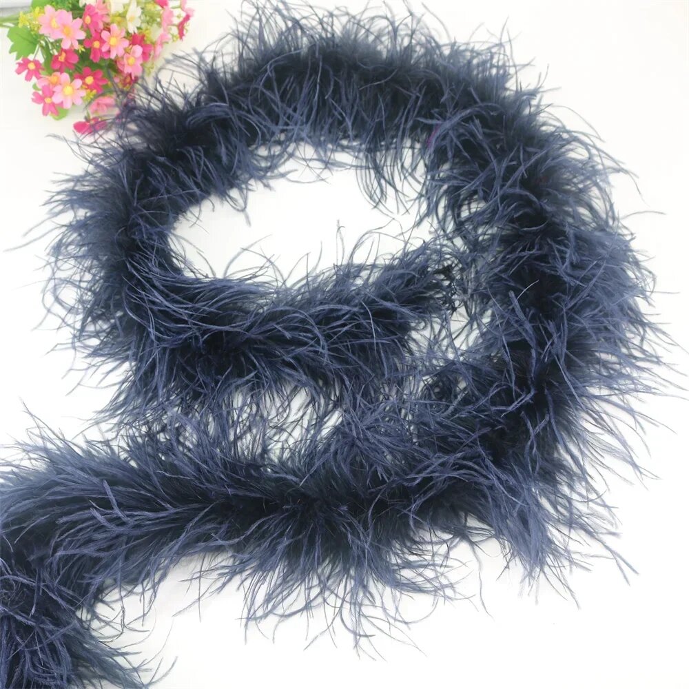 Боа из страусиных перьев 2 метра Темно-синий, Navy blue