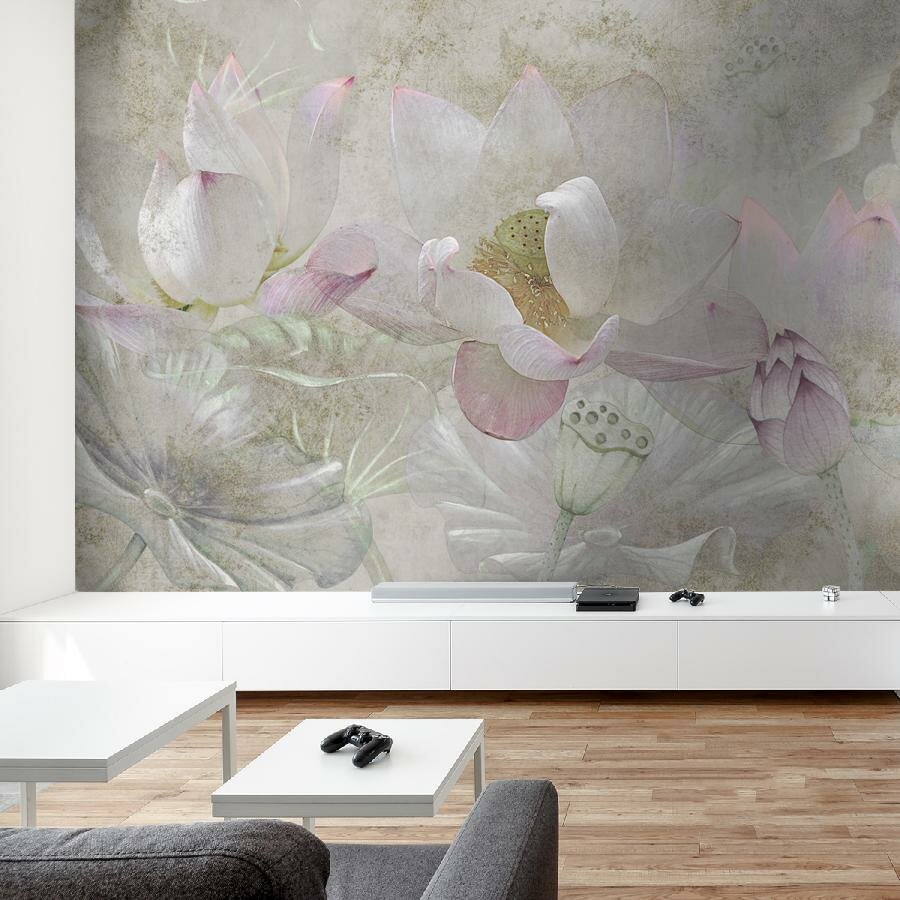 Фотообои Кувшинки 13-210-S-Флок 270 x 200 см (ВхШ) Бесшовные, флизелиновые, влагостойкие обои MasterFresok